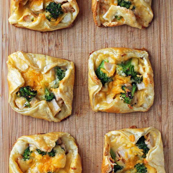 Cheesy Chicken and Broccoli Pastry Bundles - Emily Bites